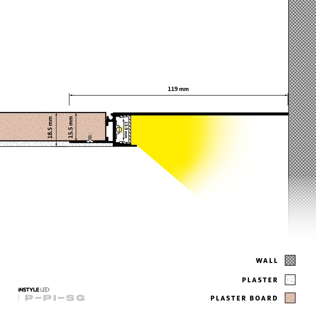 Plaster-In Shadow Gap LED Profile - Instyle LED Lighting